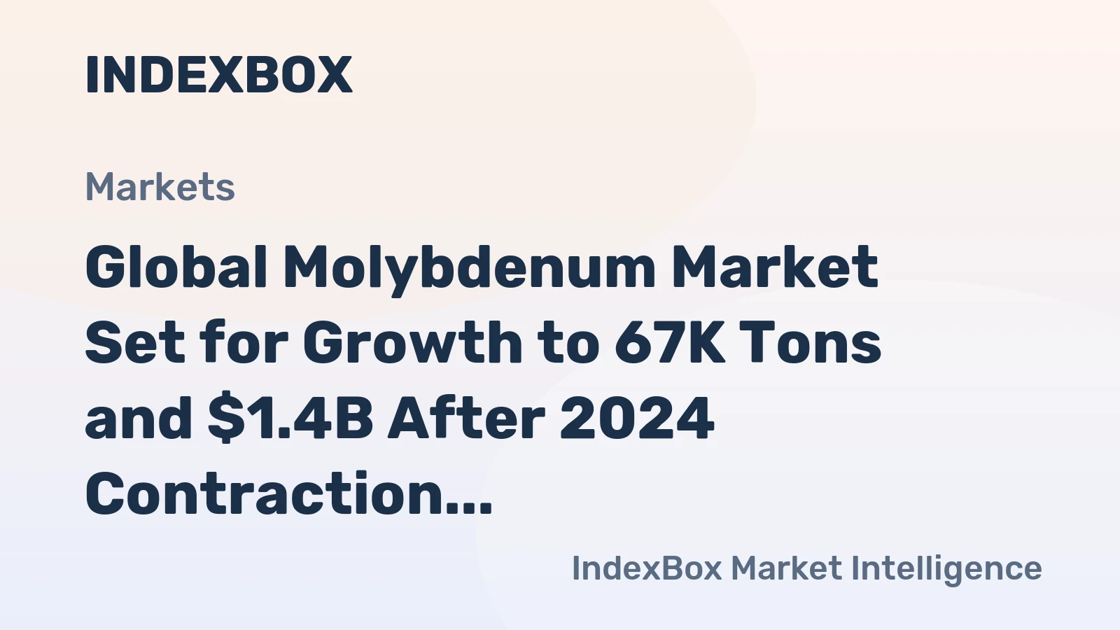 Global Molybdenum Market Set for Growth to 67K Tons and $1.4B After 2024 Contraction