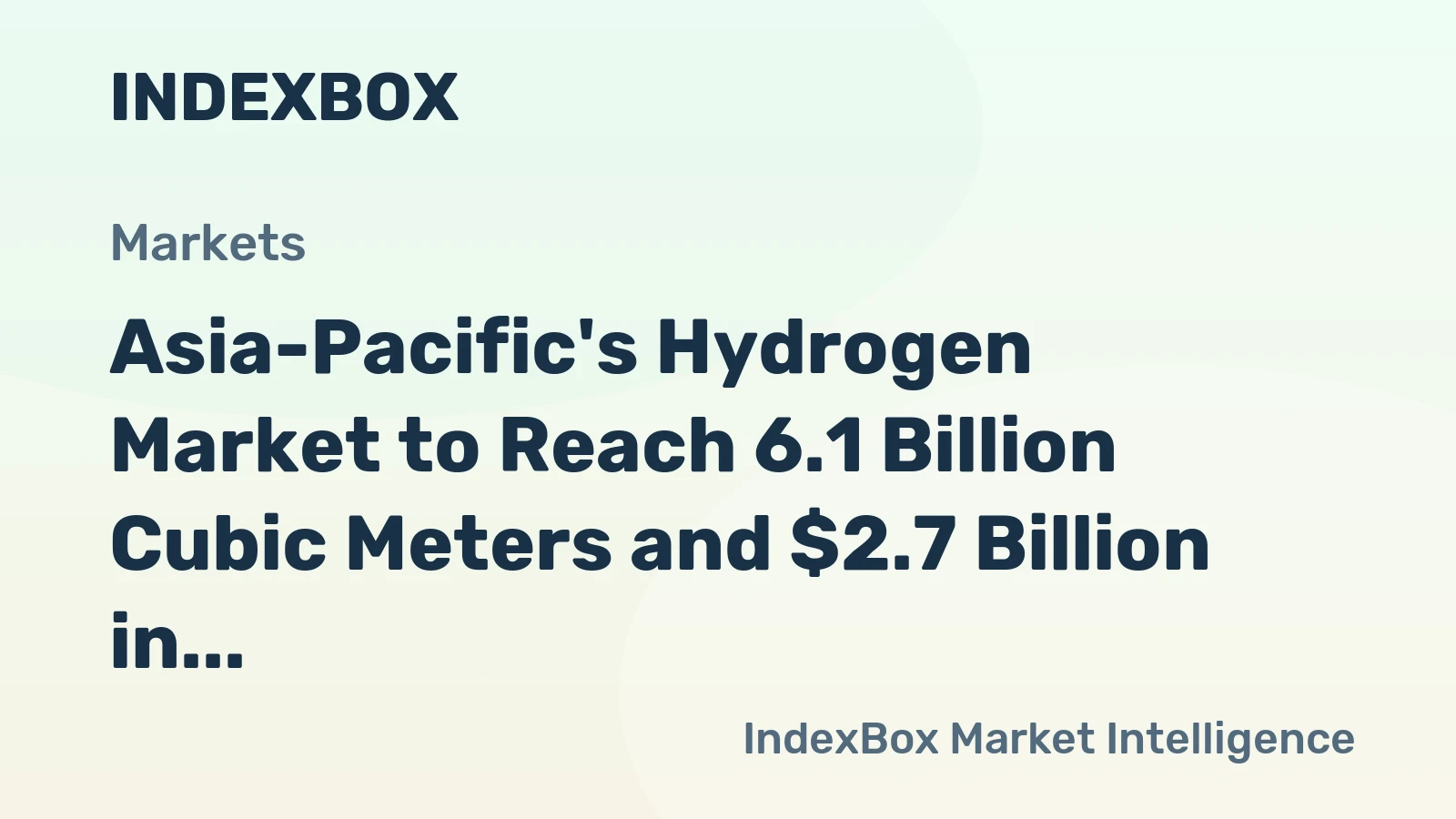 Asia-Pacific's Hydrogen Market to Reach 6.1 Billion Cubic Meters and $2.7 Billion in Value