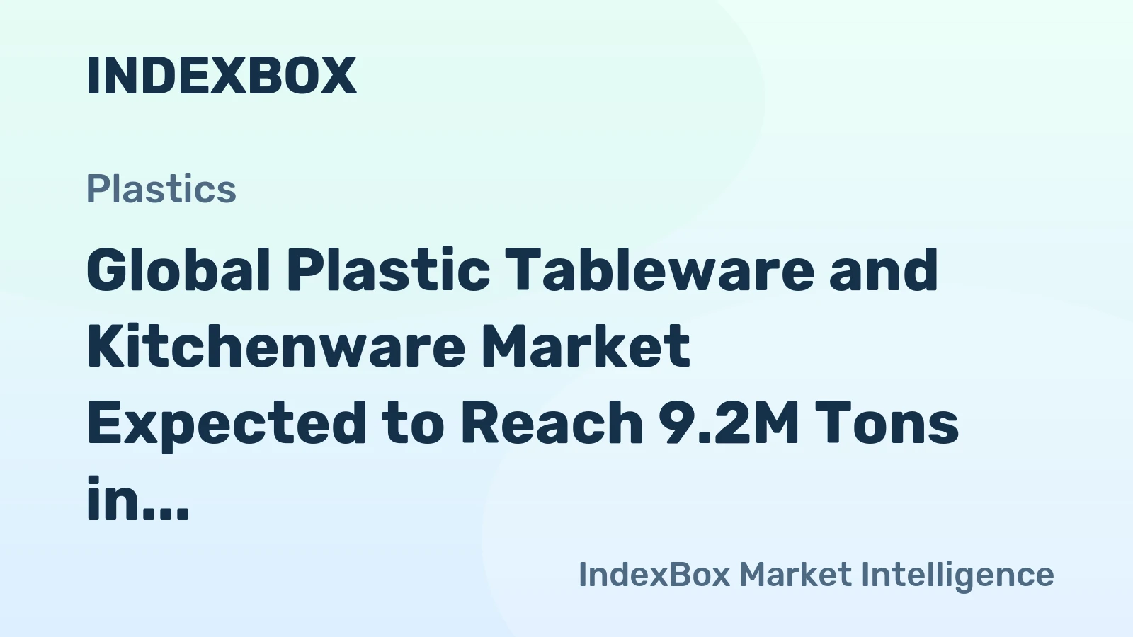 Global Plastic Tableware and Kitchenware Market Expected to Reach 9.2M Tons in Volume and $42.2B in Value by 2035