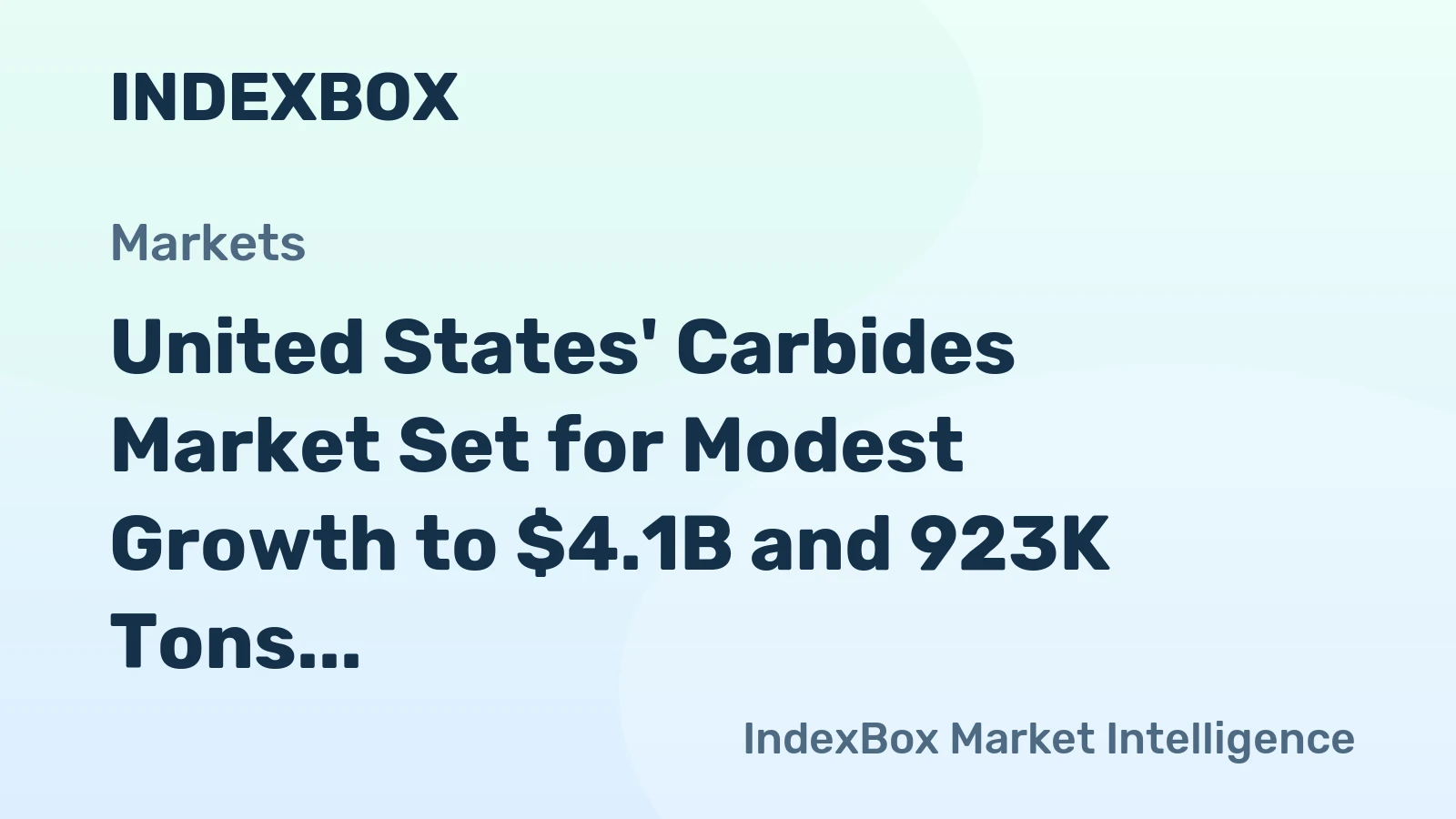 United States' Carbides Market Set for Modest Growth to $4.1B and 923K Tons