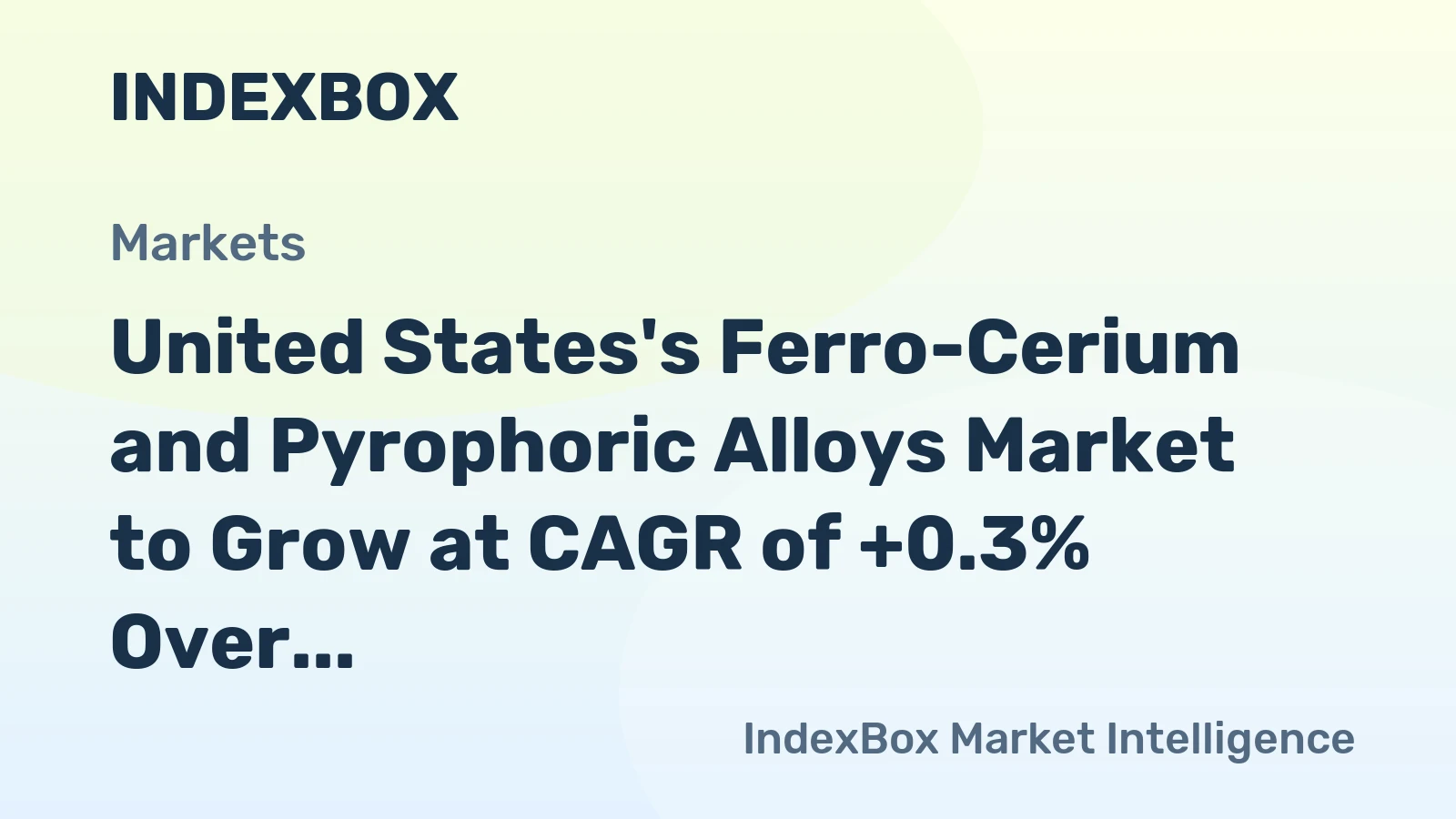 United States's Ferro-Cerium and Pyrophoric Alloys Market to Grow at CAGR of +0.3% Over Next Decade