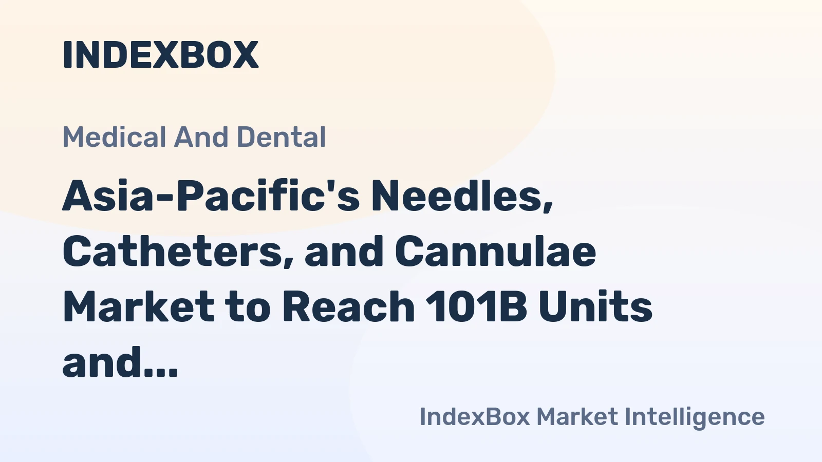 Asia-Pacific's Needles, Catheters, and Cannulae Market to Reach 101B Units and $41.5B by 2035