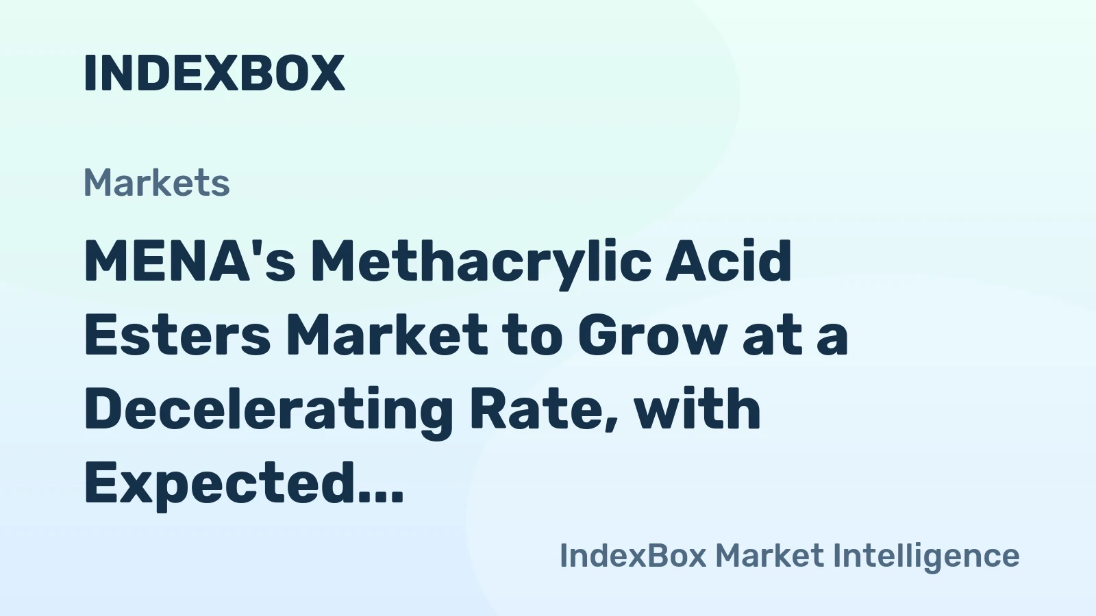 MENA's Methacrylic Acid Esters Market to Grow at a Decelerating Rate, with Expected CAGR of +0.7% from 2024 to 2035