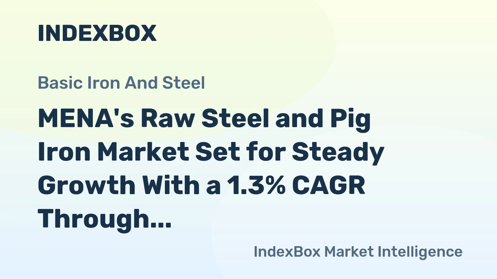 MENA's Raw Steel and Pig Iron Market Set for Steady Growth With a 1.3% CAGR Through 2035