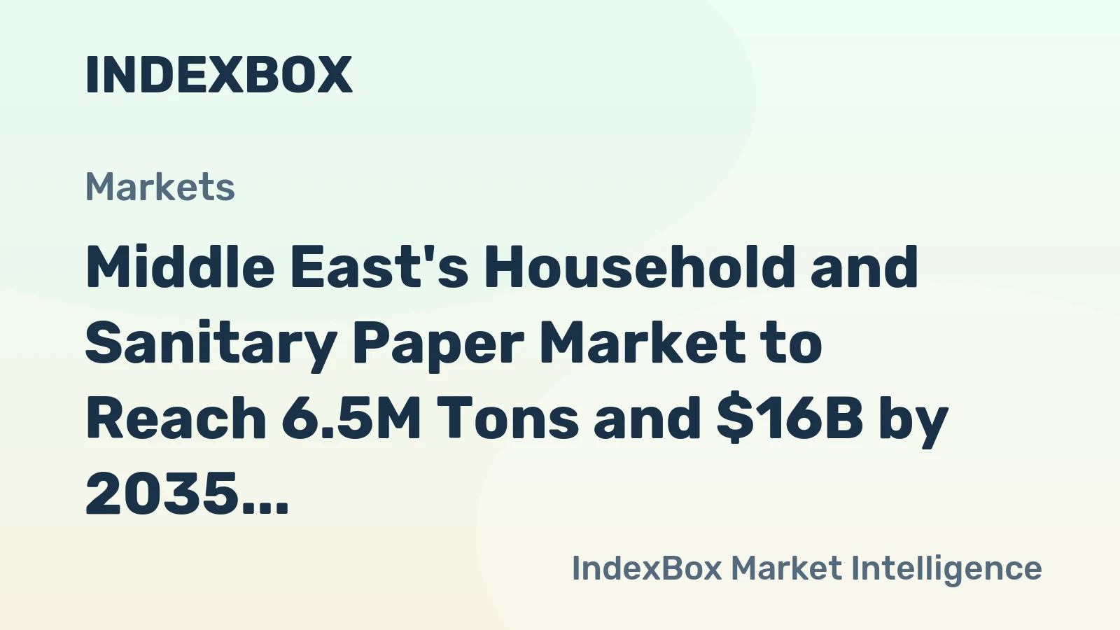 Middle East's Household and Sanitary Paper Market to Reach 6.5M Tons and $16B by 2035, With Slow Growth Forecasted