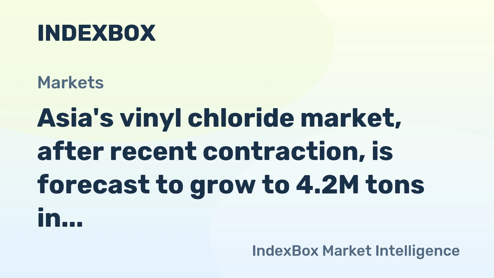 Asia's vinyl chloride market, after recent contraction, is forecast to grow to 4.2M tons in volume and $4B in value by 2035.