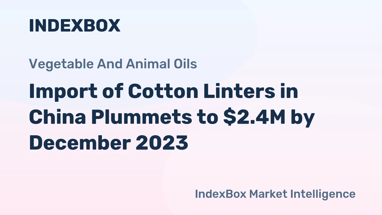 Import of Cotton Linters in China Plummets to $2.4M by December 2023
