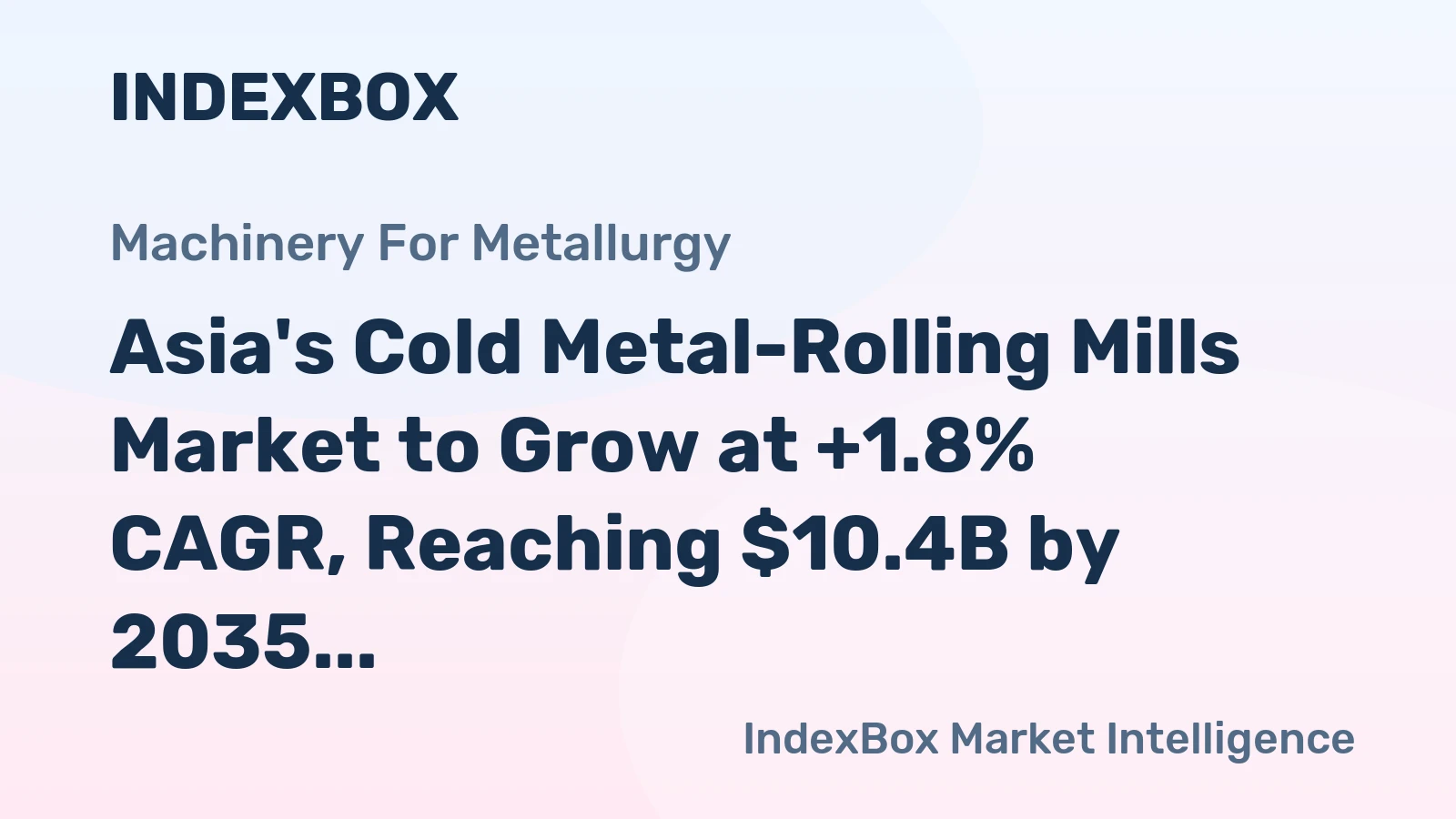 Asia's Cold Metal-Rolling Mills Market to Grow at +1.8% CAGR, Reaching $10.4B by 2035