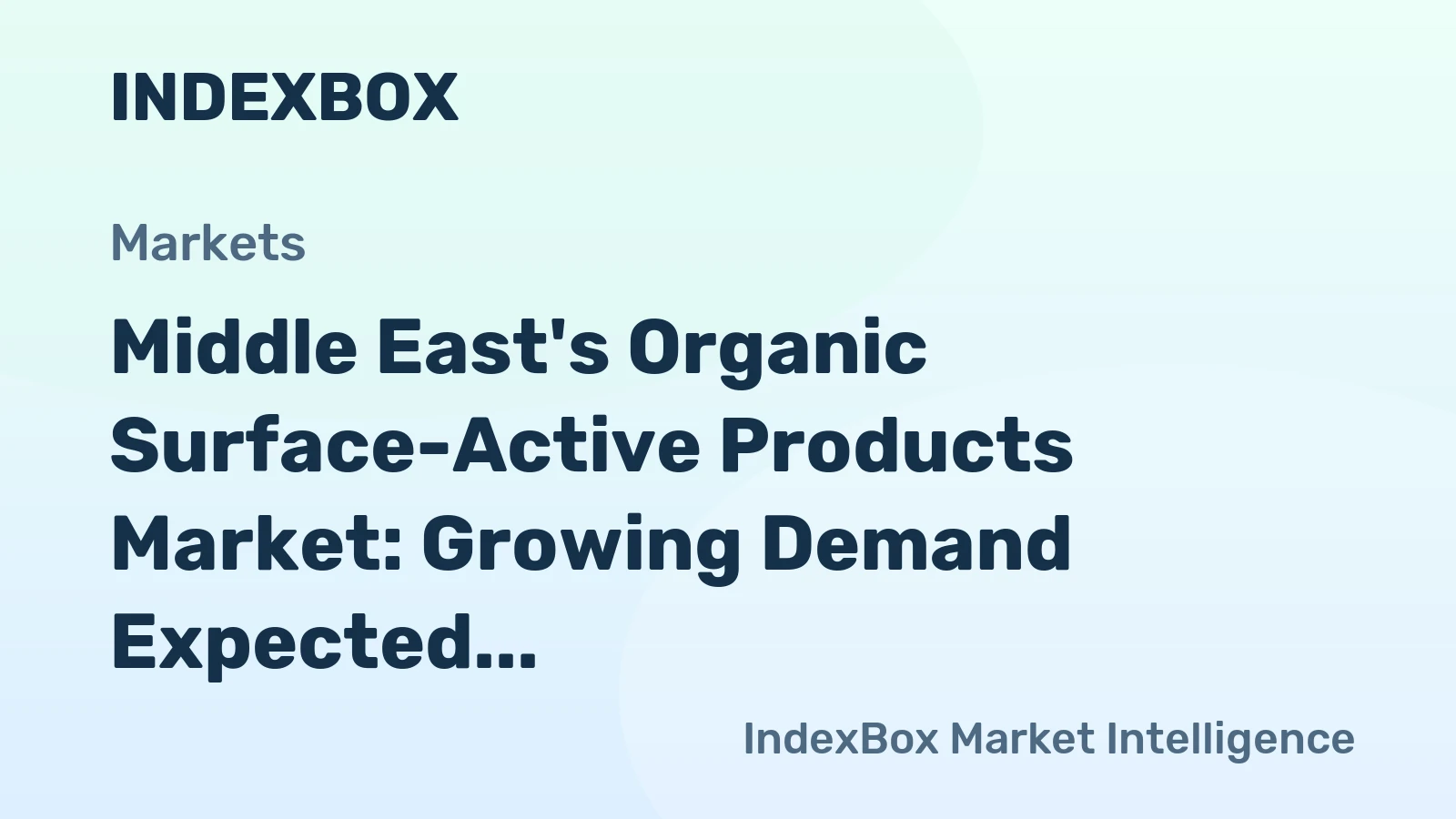 Middle East's Organic Surface-Active Products Market: Growing Demand Expected to Drive Market Volume to 405K tons and Value to $1.4B by 2035