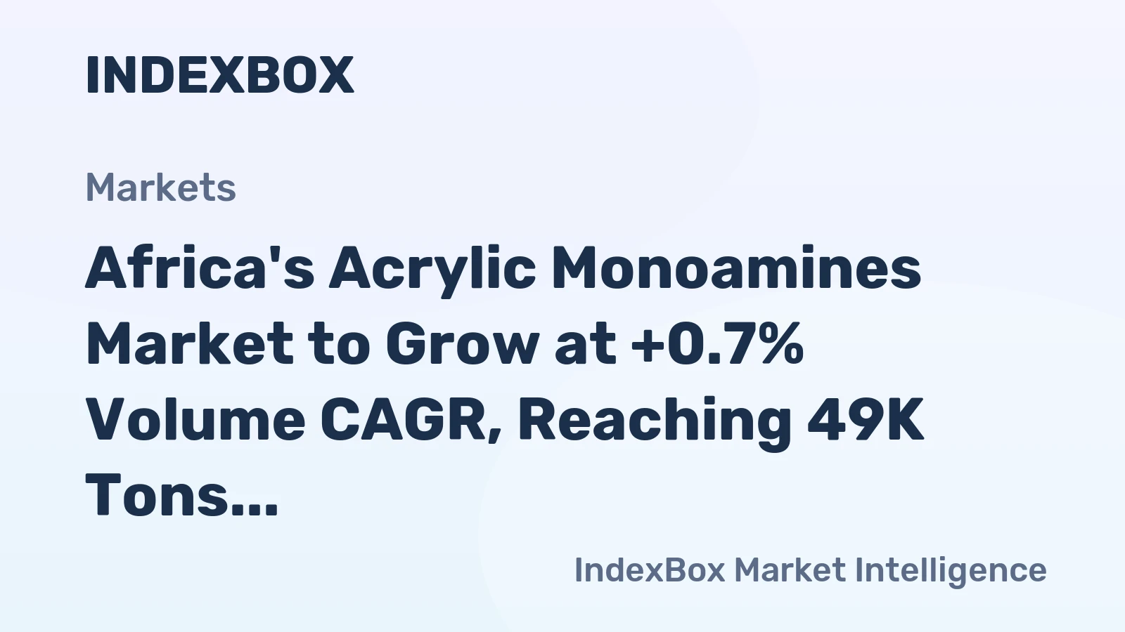 Africa's Acrylic Monoamines Market to Grow at +0.7% Volume CAGR, Reaching 49K Tons by 2035, with Expected $188M Value