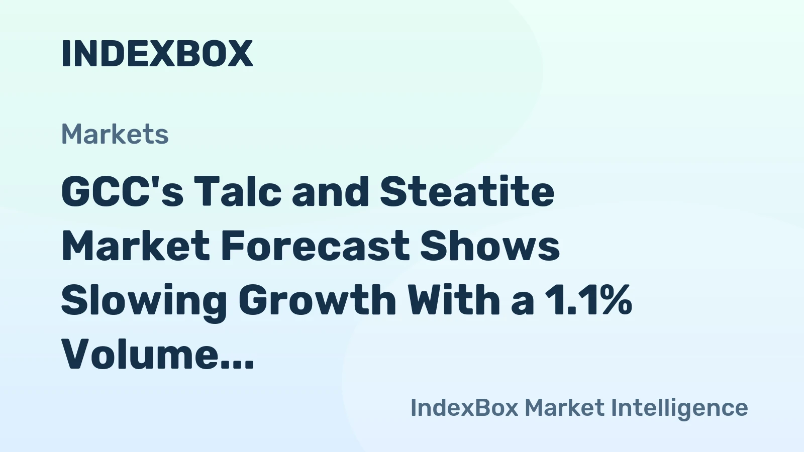 GCC's Talc and Steatite Market Forecast Shows Slowing Growth With a 1.1% Volume CAGR Through 2035