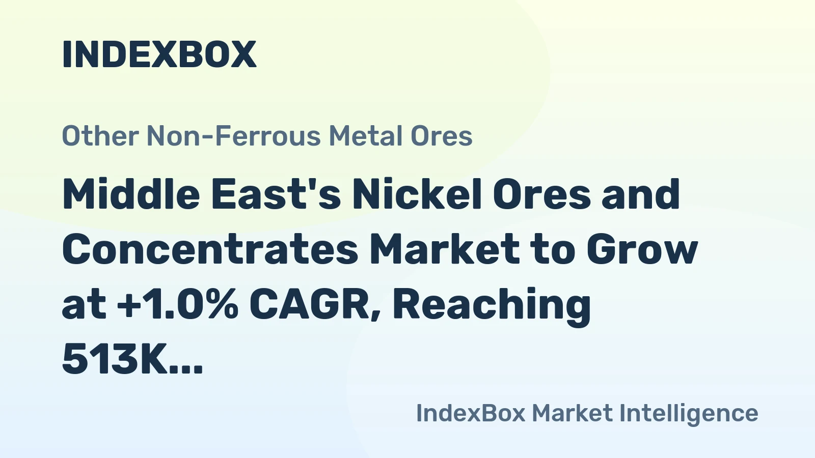Middle East's Nickel Ores and Concentrates Market to Grow at +1.0% CAGR, Reaching 513K Tons by 2035