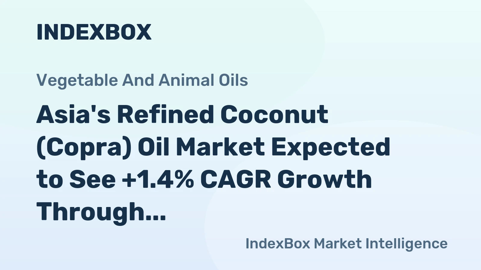 Asia's Refined Coconut (Copra) Oil Market Expected to See +1.4% CAGR Growth Through 2035