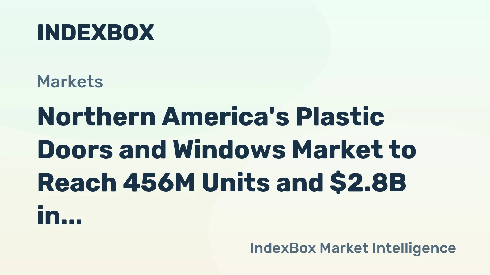 Northern America's Plastic Doors and Windows Market to Reach 456M Units and $2.8B in Value