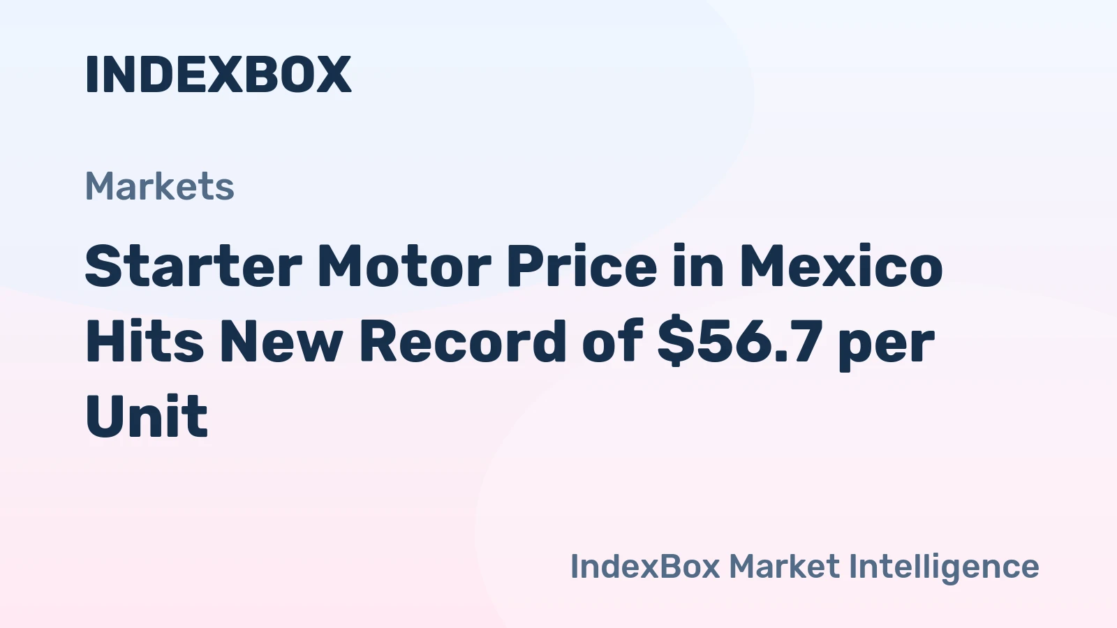 Starter Motor Price in Mexico Hits New Record of $56.7 per Unit