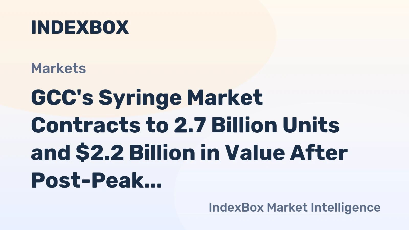 GCC's Syringe Market Contracts to 2.7 Billion Units and $2.2 Billion in Value After Post-Peak Correction
