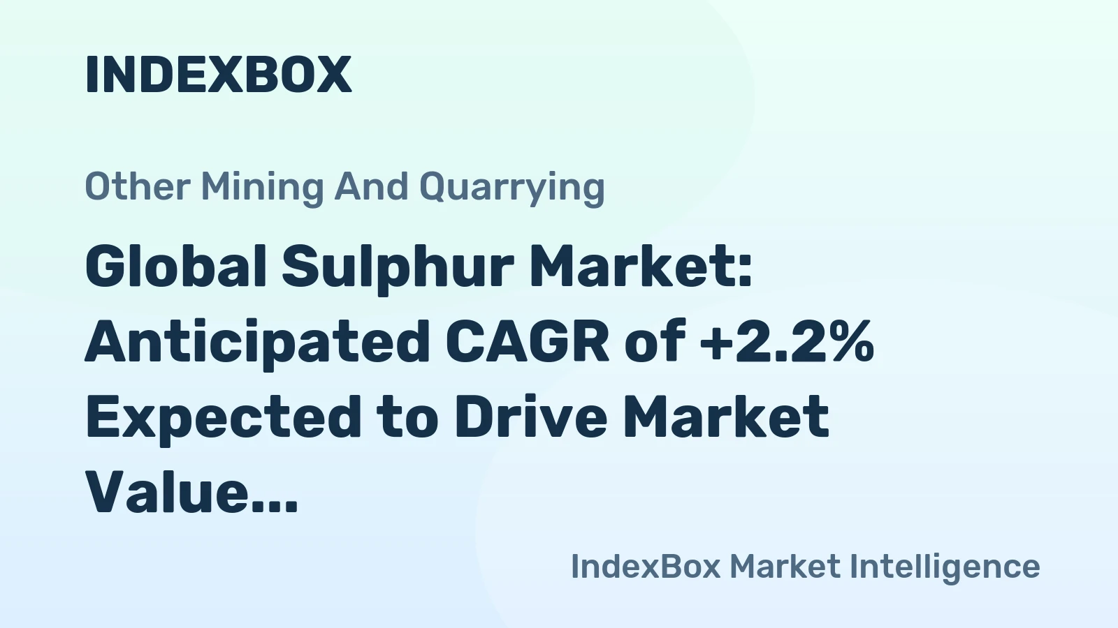 Global Sulphur Market: Anticipated CAGR of +2.2% Expected to Drive Market Value to $23.8B by 2035