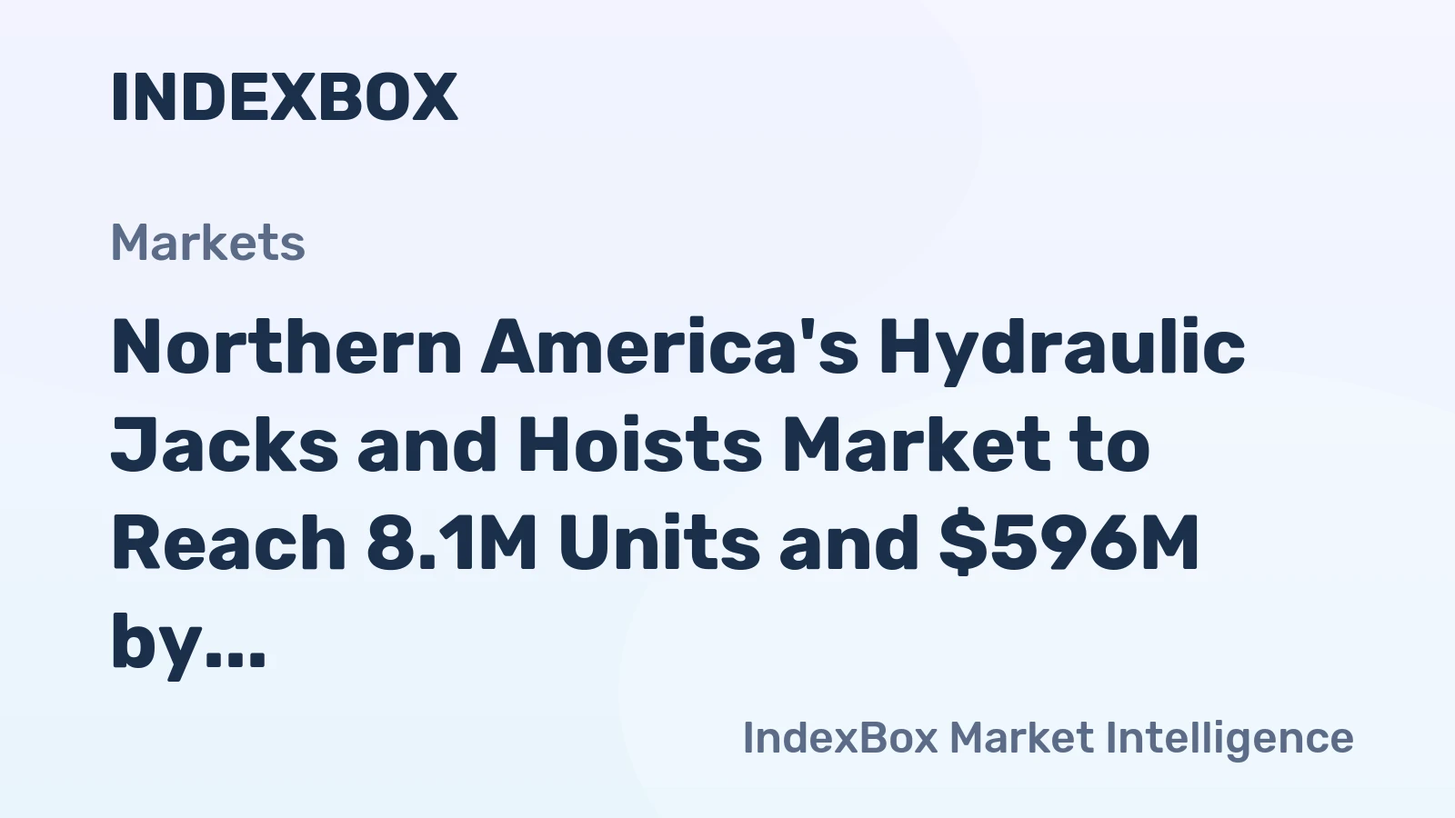 Northern America's Hydraulic Jacks and Hoists Market to Reach 8.1M Units and $596M by 2035