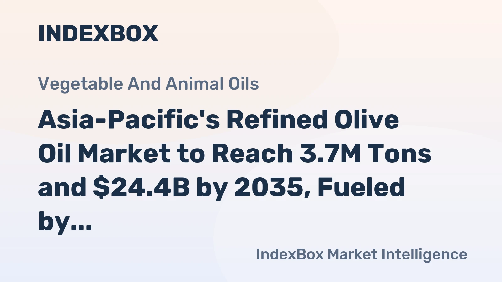 Asia-Pacific's Refined Olive Oil Market to Reach 3.7M Tons and $24.4B by 2035, Fueled by Growing Demand