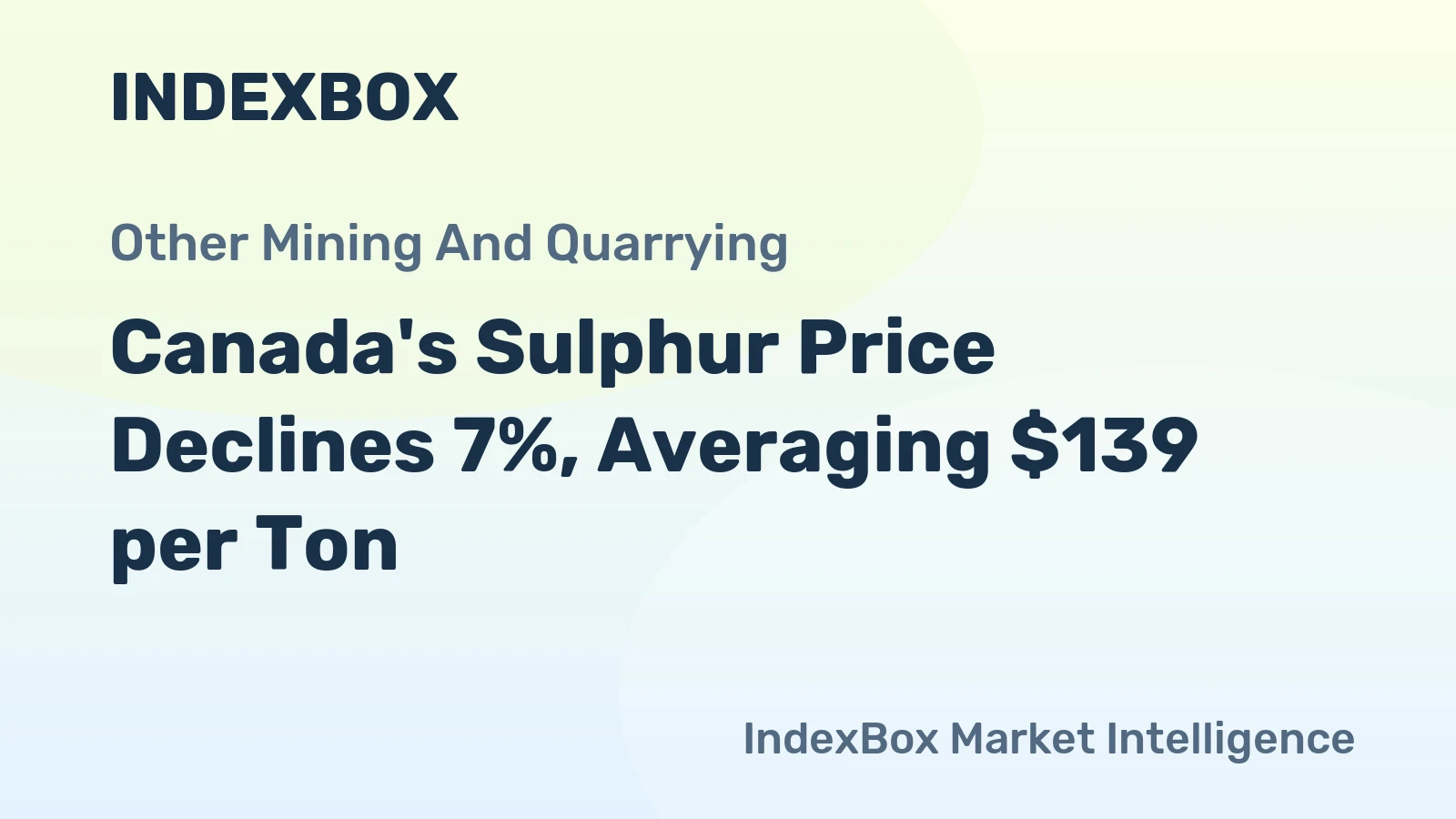 Canada's Sulphur Price Declines 7%, Averaging $139 per Ton