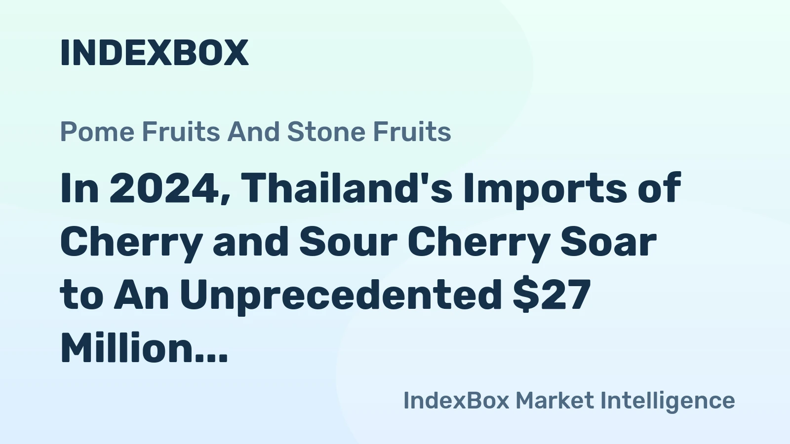 In 2024, Thailand's Imports of Cherry and Sour Cherry Soar to An Unprecedented $27 Million