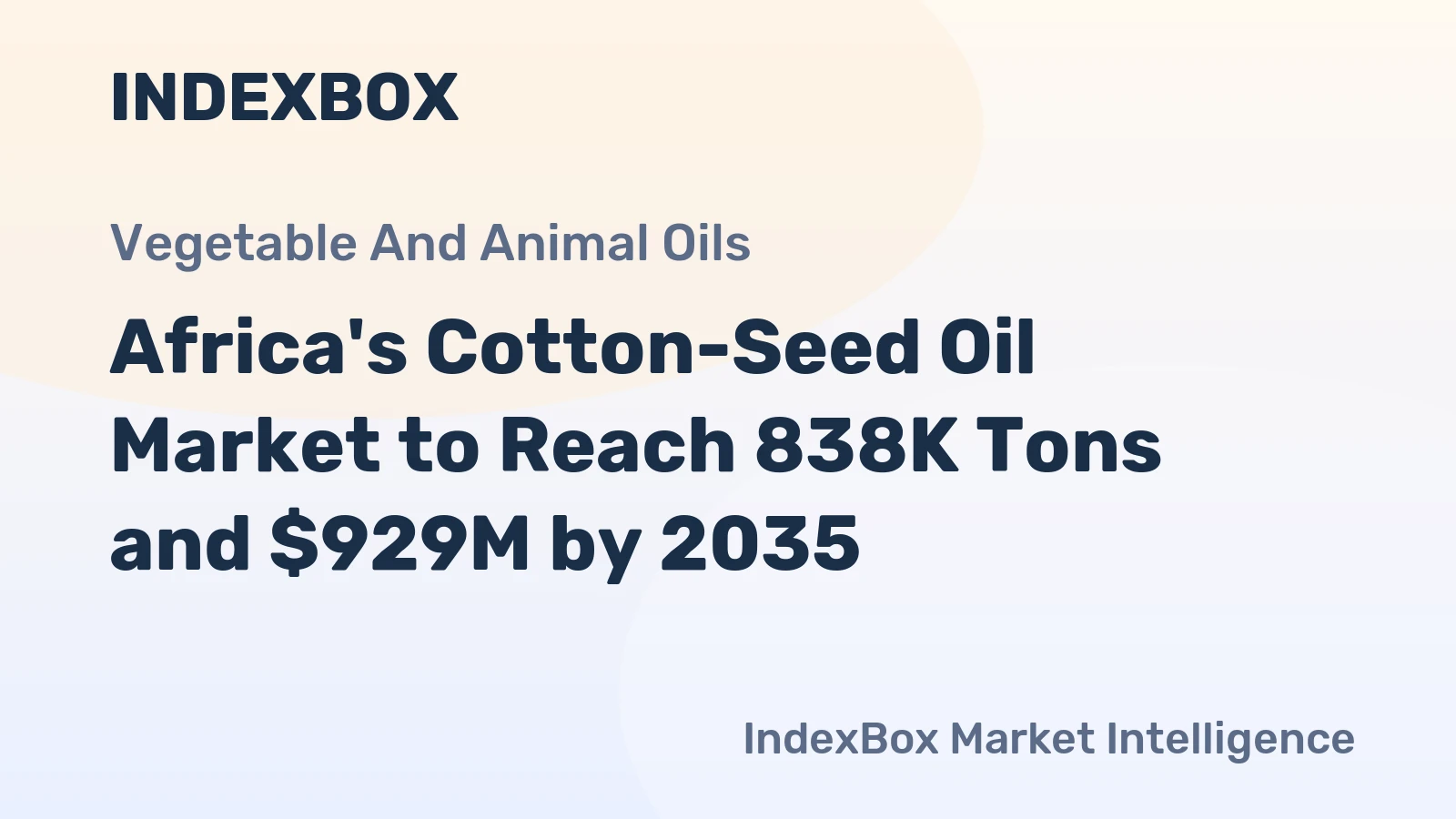 Africa's Cotton-Seed Oil Market to Reach 838K Tons and $929M by 2035