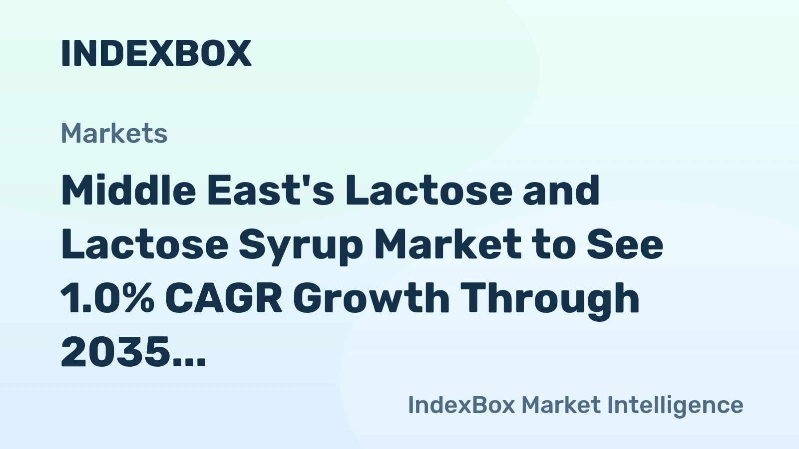 Middle East's Lactose and Lactose Syrup Market to See 1.0% CAGR Growth Through 2035