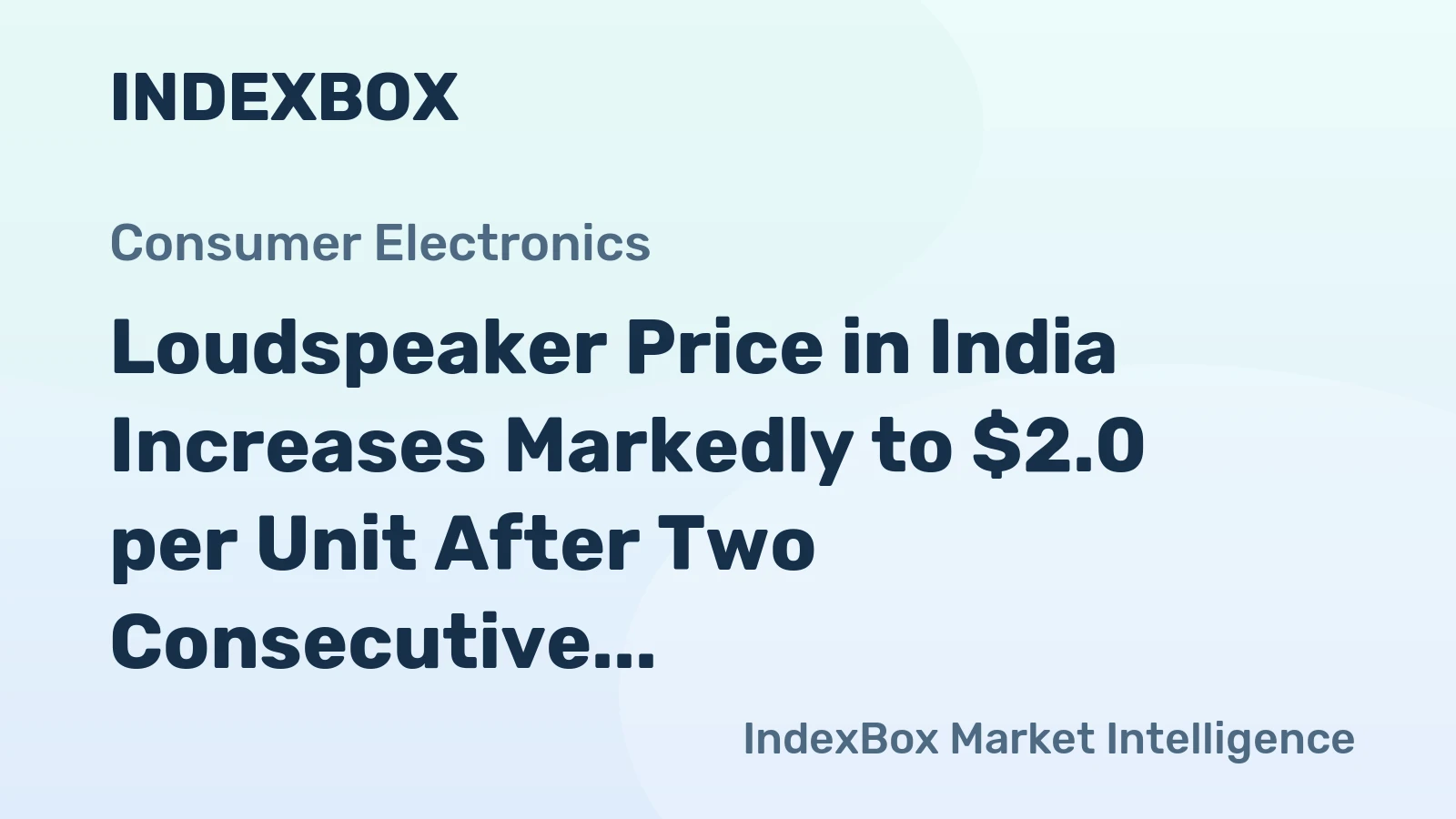 Loudspeaker Price in India Increases Markedly to $2.0 per Unit After Two Consecutive Months of Increase