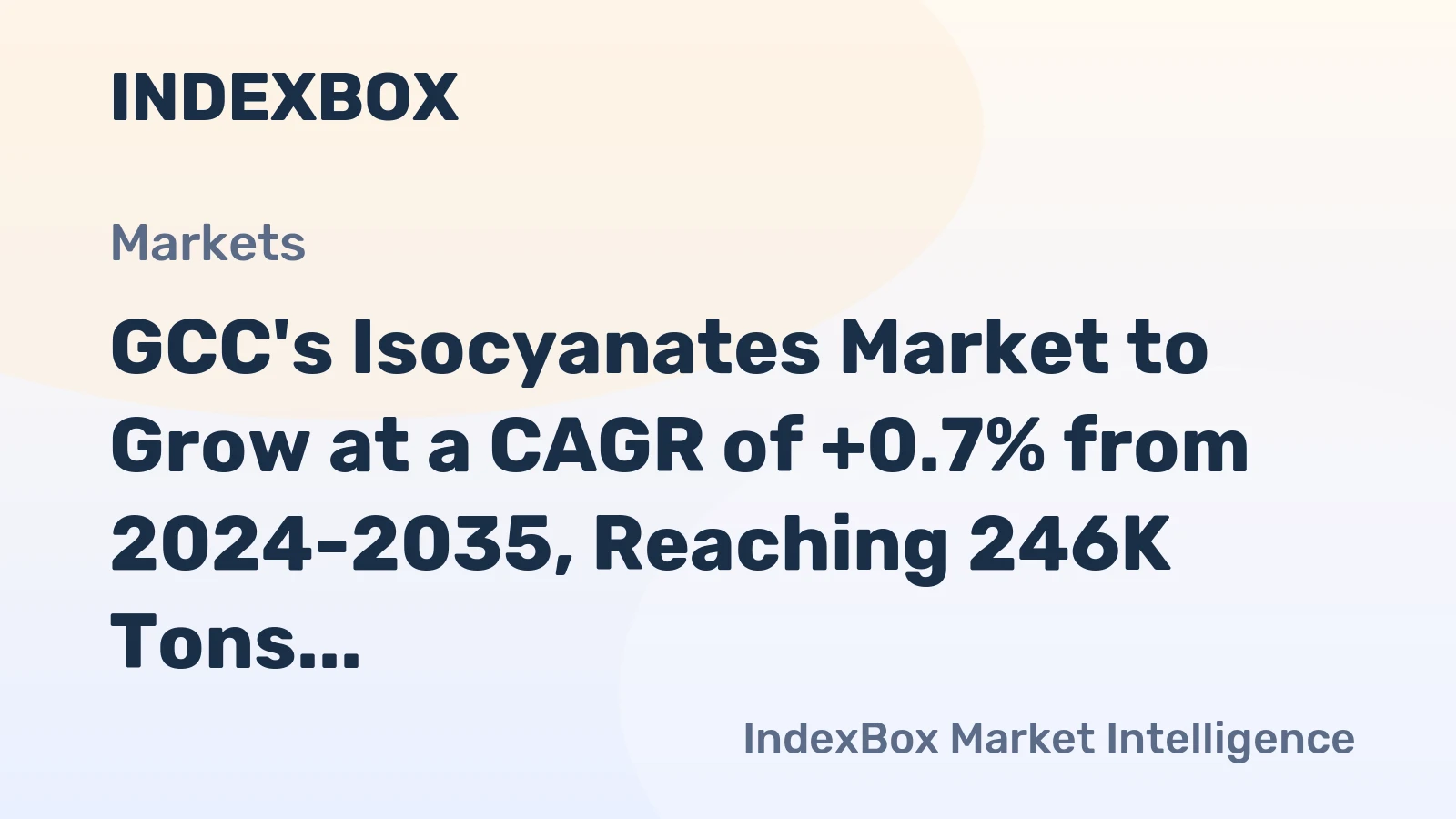 GCC's Isocyanates Market to Grow at a CAGR of +0.7% from 2024-2035, Reaching 246K Tons
