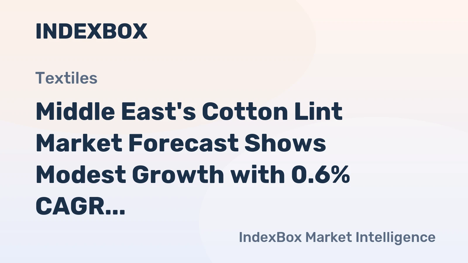 Middle East's Cotton Lint Market Forecast Shows Modest Growth with 0.6% CAGR in Value Terms