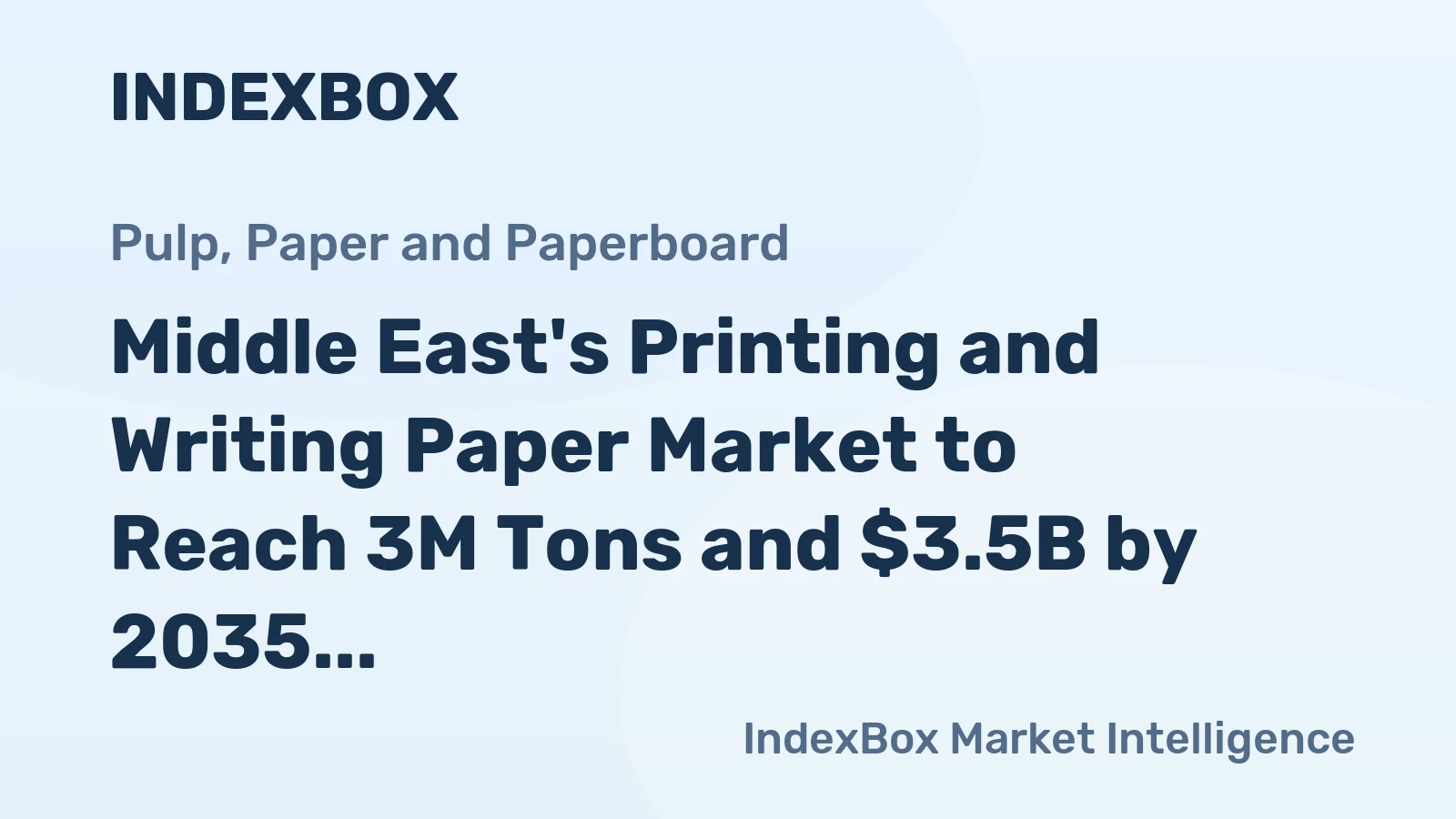 Middle East's Printing and Writing Paper Market to Reach 3M Tons and $3.5B by 2035