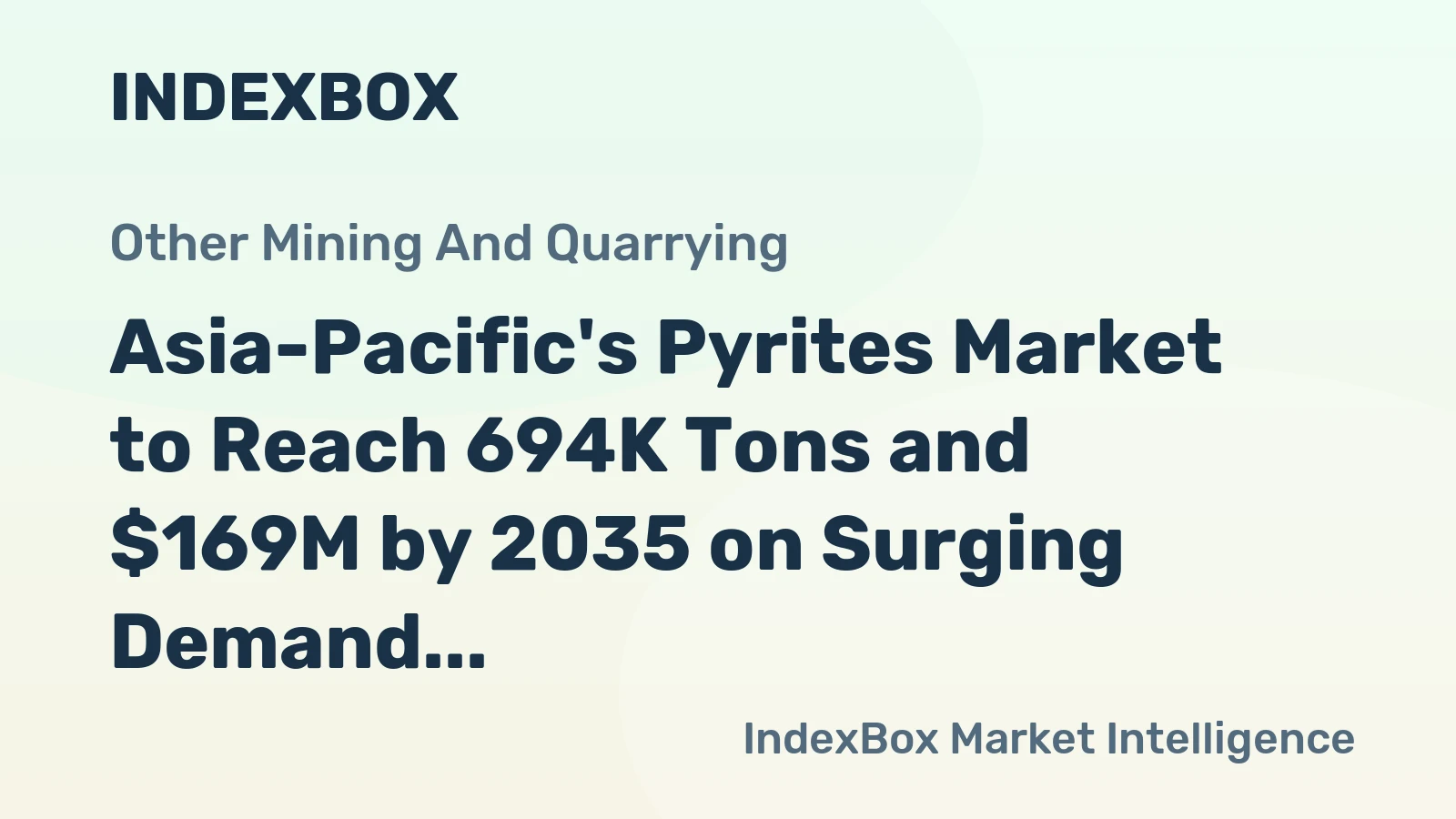 Asia-Pacific's Pyrites Market to Reach 694K Tons and $169M by 2035 on Surging Demand