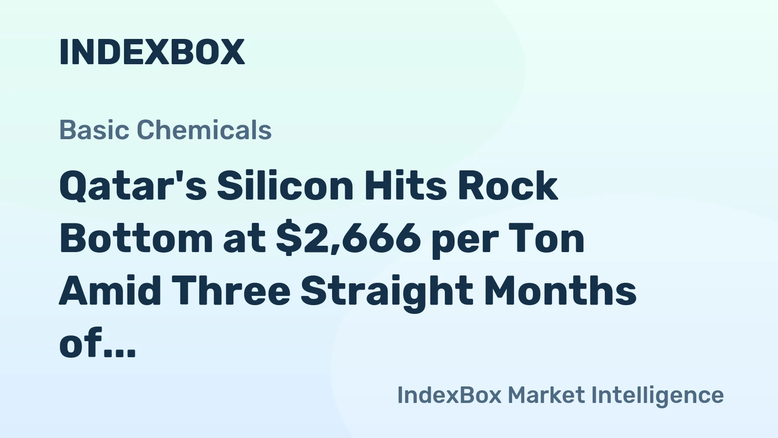 Qatar's Silicon Hits Rock Bottom at $2,666 per Ton Amid Three Straight Months of Decline