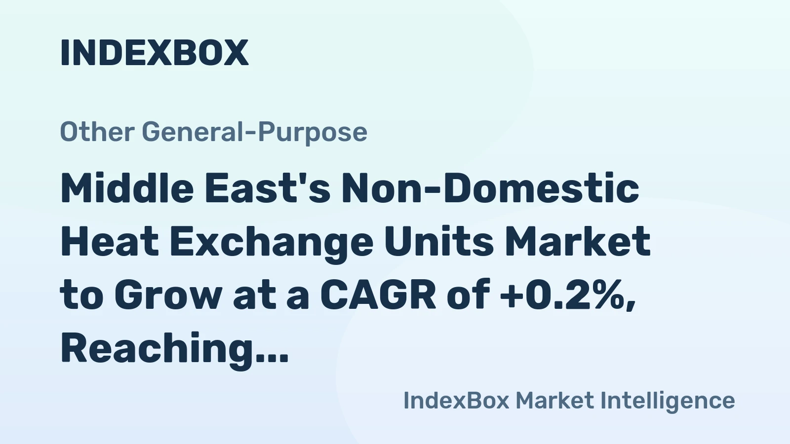 Middle East's Non-Domestic Heat Exchange Units Market to Grow at a CAGR of +0.2%, Reaching $29.9B by 2035