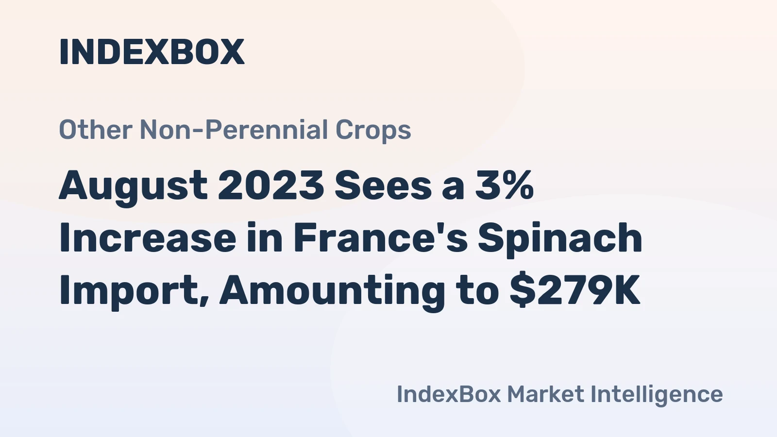 August 2023 Sees a 3% Increase in France's Spinach Import, Amounting to $279K.