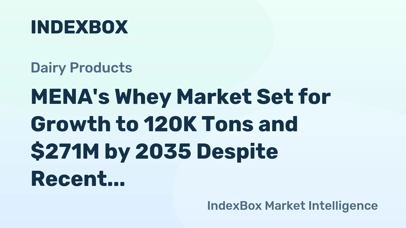 MENA's Whey Market Set for Growth to 120K Tons and $271M by 2035 Despite Recent Contraction