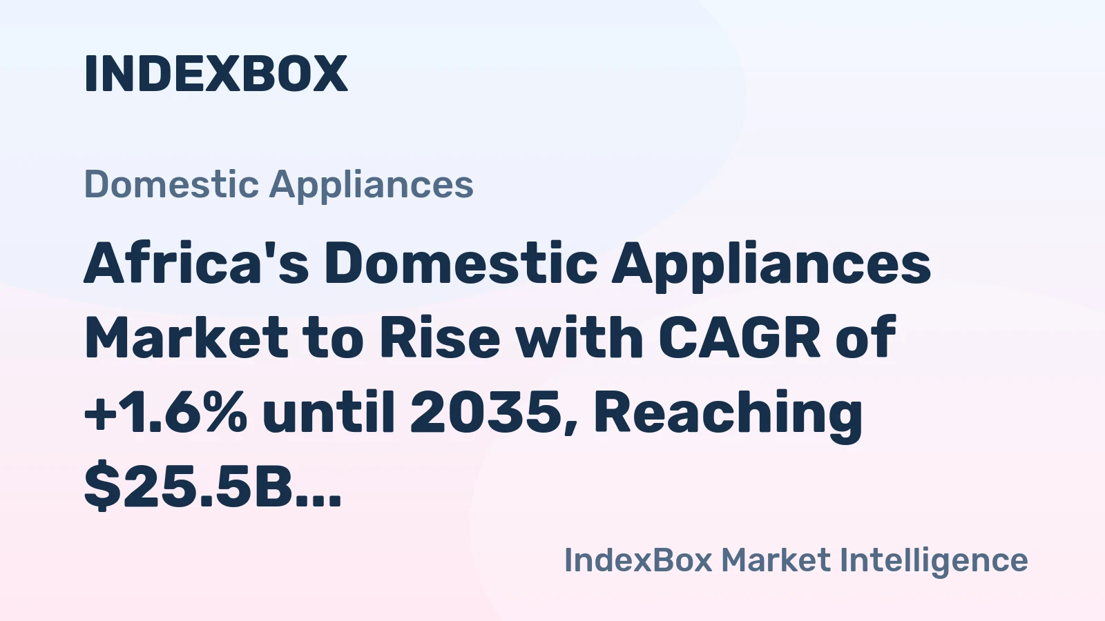 Africa's Domestic Appliances Market to Rise with CAGR of +1.6% until 2035, Reaching $25.5B in Value