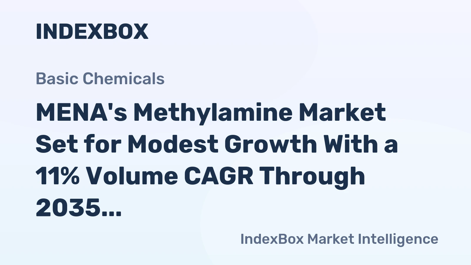 MENA's Methylamine Market Set for Modest Growth With a 11% Volume CAGR Through 2035