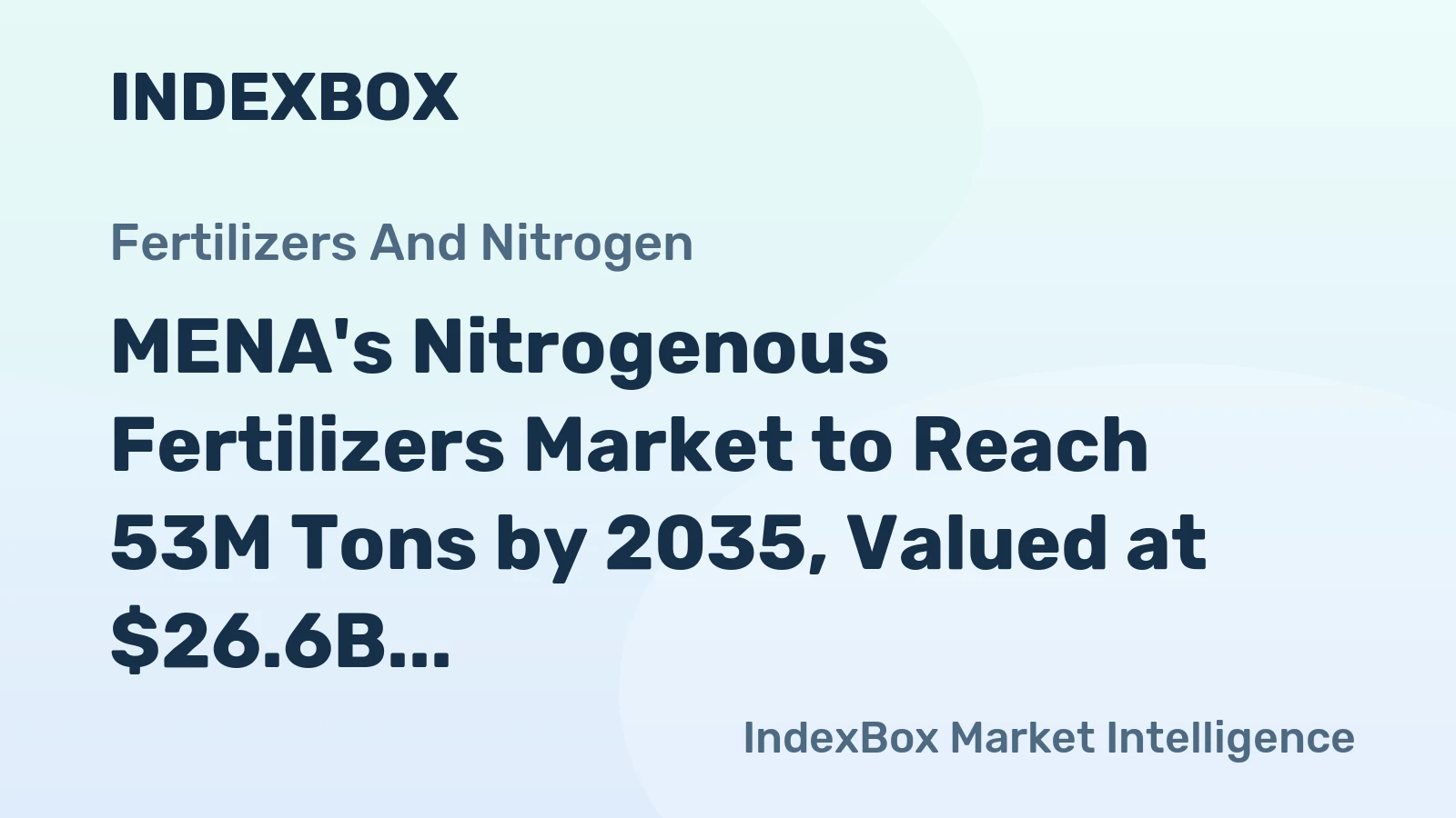 MENA's Nitrogenous Fertilizers Market to Reach 53M Tons by 2035, Valued at $26.6B