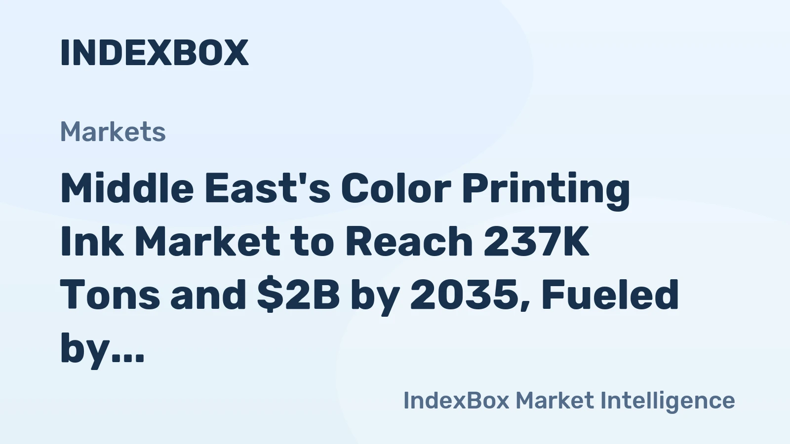 Middle East's Color Printing Ink Market to Reach 237K Tons and $2B by 2035, Fueled by Increasing Demand