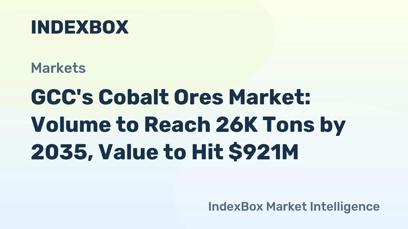 GCC's Cobalt Ores Market: Volume to Reach 26K Tons by 2035, Value to Hit $921M