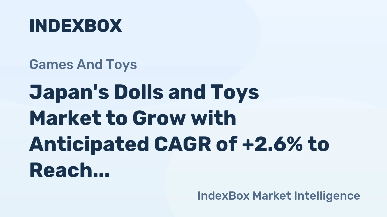 Japan's Dolls and Toys Market to Grow with Anticipated CAGR of +2.6% to Reach $6.3B by 2035