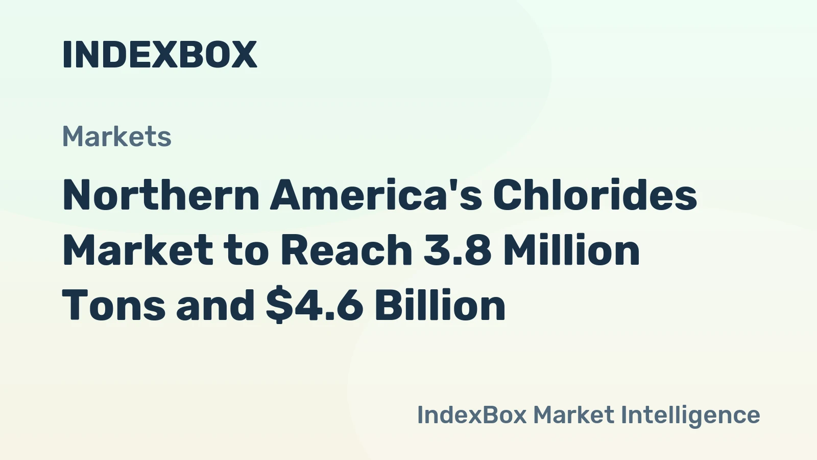 Northern America's Chlorides Market to Reach 3.8 Million Tons and $4.6 Billion