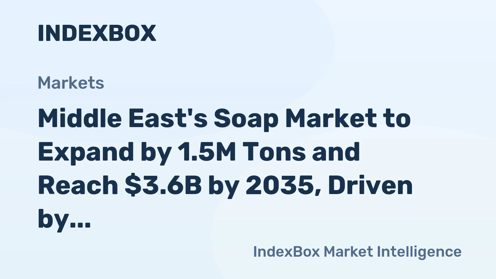 Middle East's Soap Market to Expand by 1.5M Tons and Reach $3.6B by 2035, Driven by Growing Demand