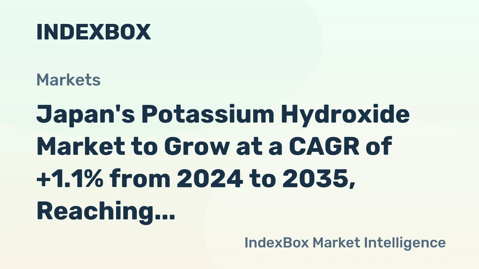 Japan's Potassium Hydroxide Market to Grow at a CAGR of +1.1% from 2024 to 2035, Reaching $918M by 2035