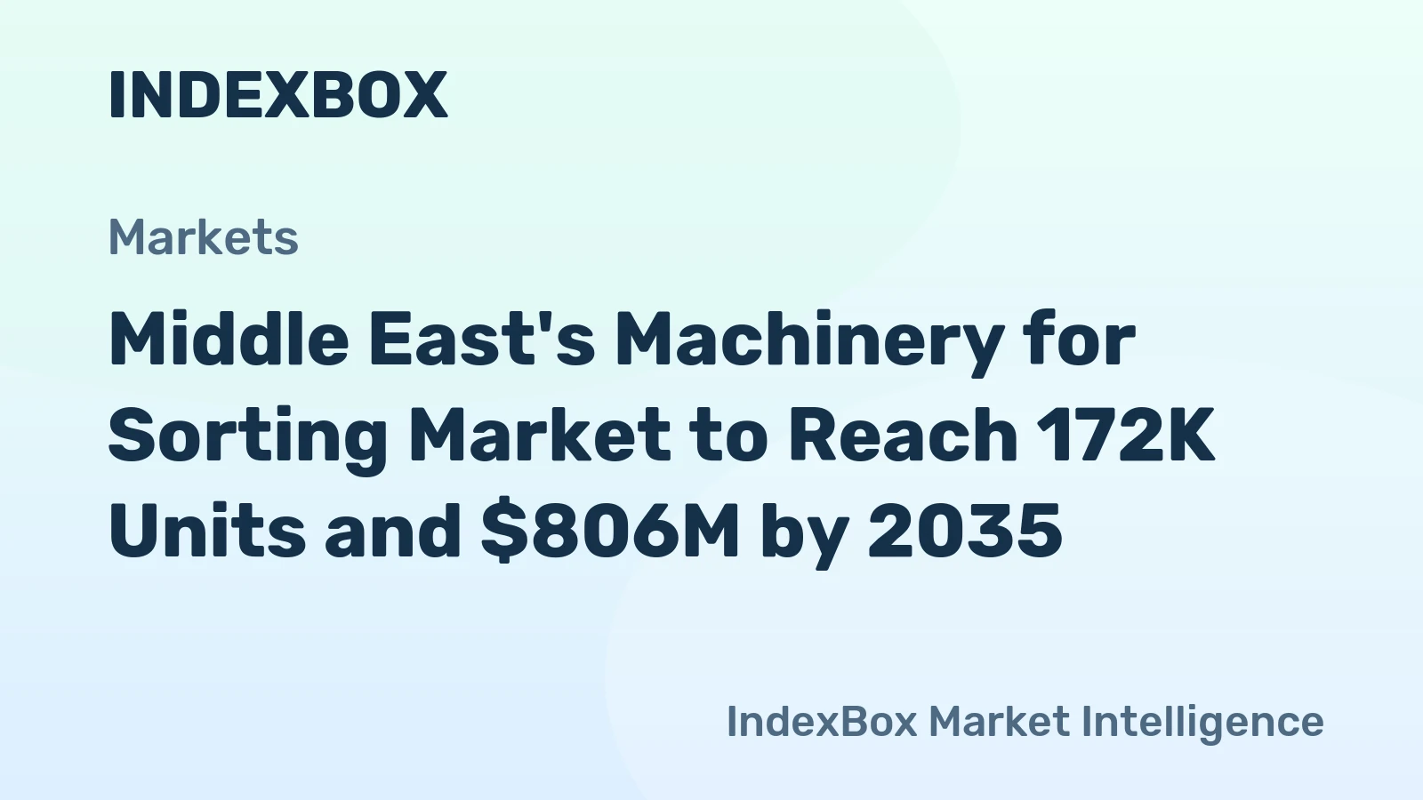 Middle East's Machinery for Sorting Market to Reach 172K Units and $806M by 2035