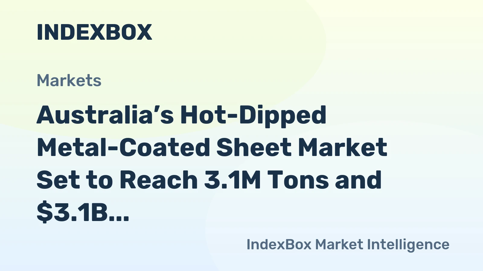 Australia’s Hot-Dipped Metal-Coated Sheet Market Set to Reach 3.1M Tons and $3.1B