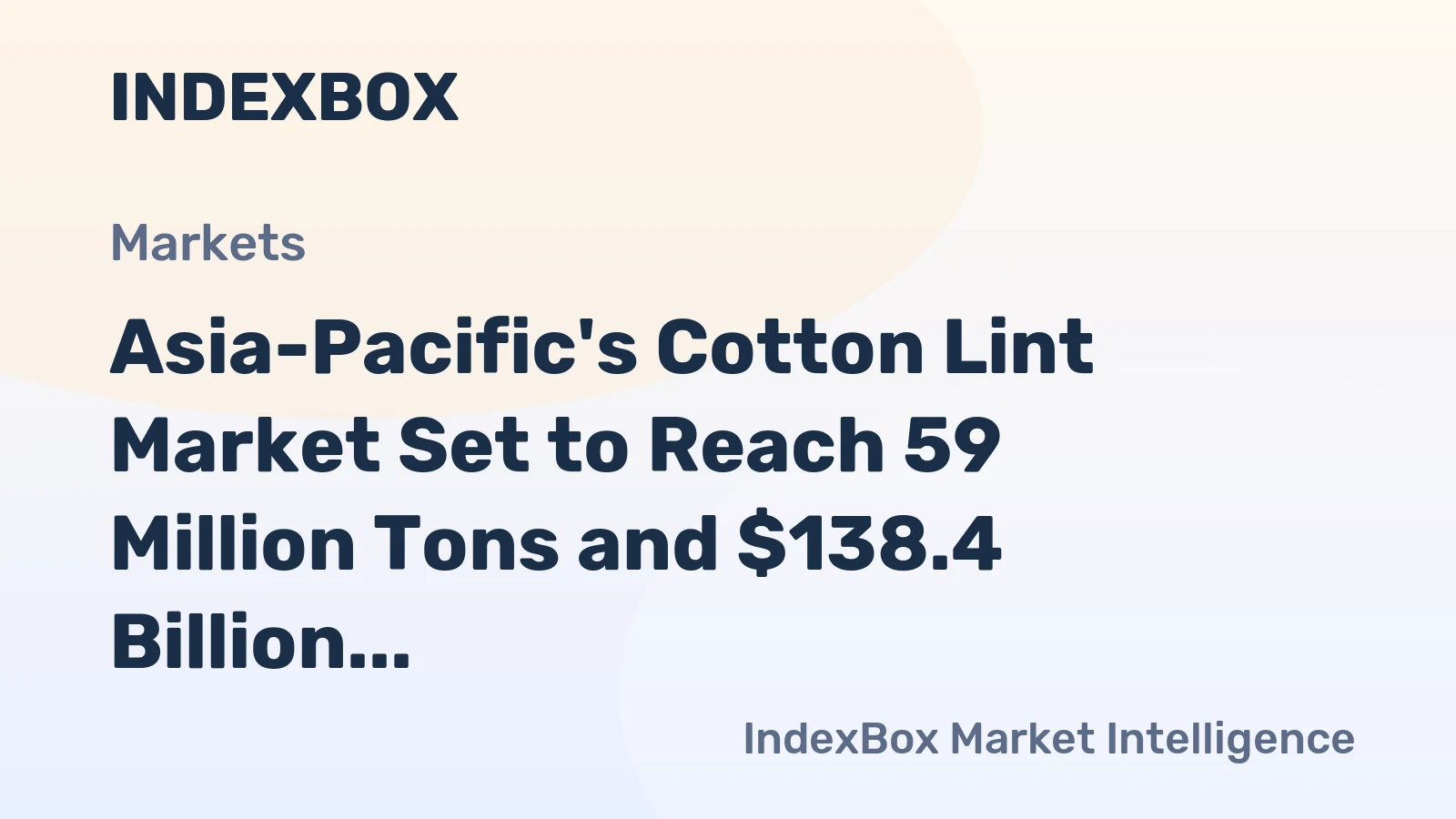 Asia-Pacific's Cotton Lint Market Set to Reach 59 Million Tons and $138.4 Billion by 2035
