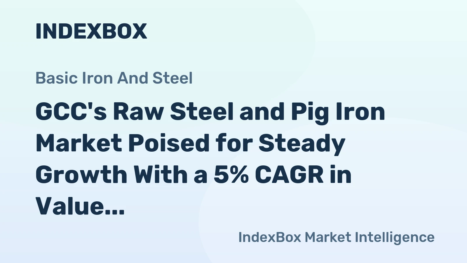 GCC's Raw Steel and Pig Iron Market Poised for Steady Growth With a 5% CAGR in Value Through 2035