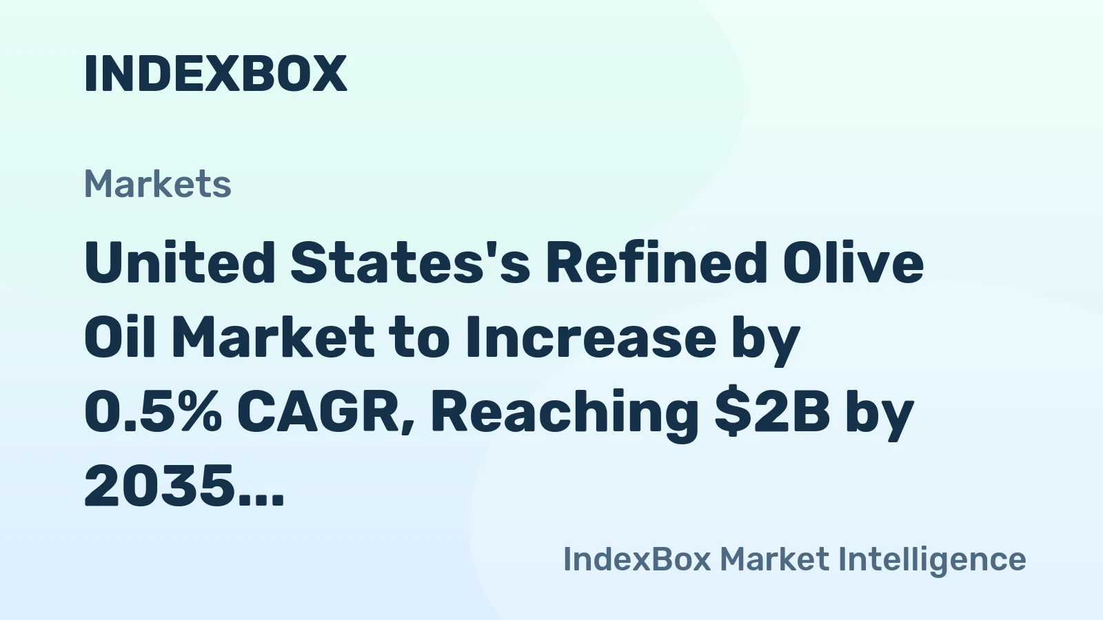 United States's Refined Olive Oil Market to Increase by 0.5% CAGR, Reaching $2B by 2035